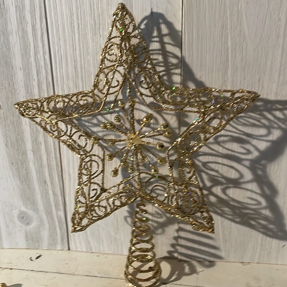 Holiday | Gold Glitter Tree Topper And Star Garland | Poshmark